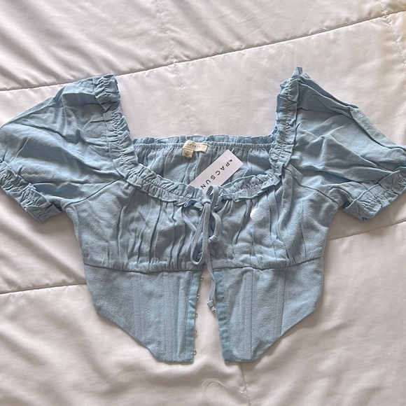 PacSun | Tops | Blue Puff Sleeve Corset | Poshmark